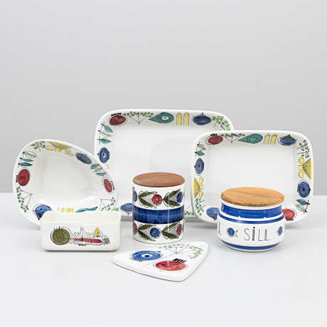 DIVERSE UPPLÄGGNINGSFAT och BURKAR, 7 delar, porslin, bla Marianne ...