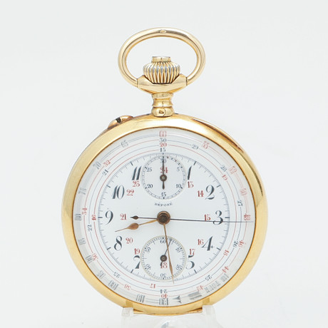POCKET WATCH, 18k gold, chronograph, case stamped Société Générale ...