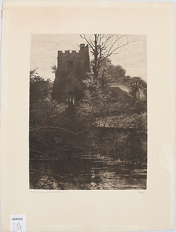 AXEL TALLBERG. 'Dorney Church near Windsor', etching, signed. Art ...
