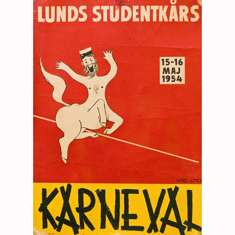 POSTER, original, Alfred Lutter, Lundakarnevalen 1954 Lithographic ...