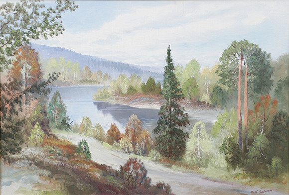 ARVID ANDERSSON. Road by the lake, oil on canvas, signed. Art ...