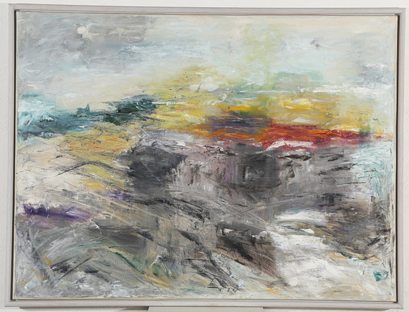 BIRGIT PLESNER (1944-2014). Abstract landscape, oil on canvas. Art ...