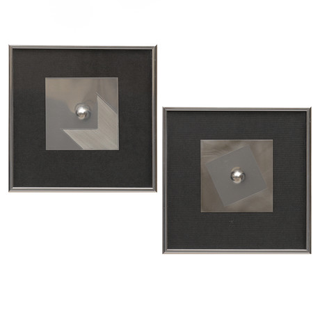 ALEXIUS HUBER. 2 pcs, “Optical concept”, relief in precious steel ...