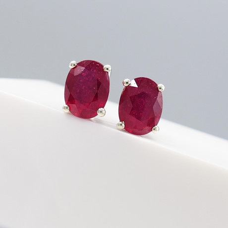NATURAL RUBY silver studs. Jewellery & Gemstones - Earrings - Auctionet