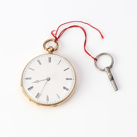 POCKET WATCH, KEY PULLER. Case in 18k gold, total weight approx. 36,5 ...