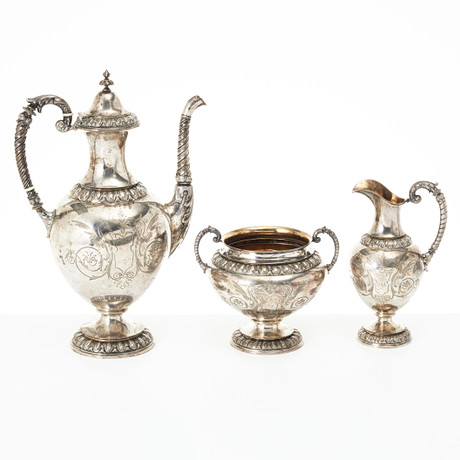 COFFEE SET, 3 dlr., silver, Neo-Renaissance. Frans Holm & Co ...