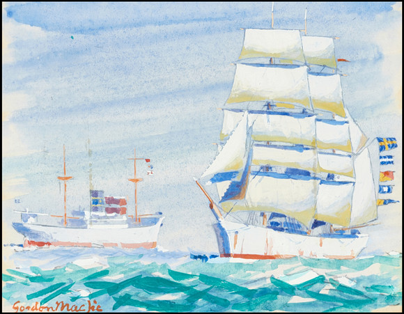 GORDON MACFIE (1915-1971): Fartyg till sjöss, signerad Gordon Macfie ...