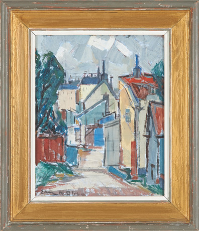 ERIC H OLSON (SVERIGE, 1907-1995). Stockholm motif from Södermalm, oil ...