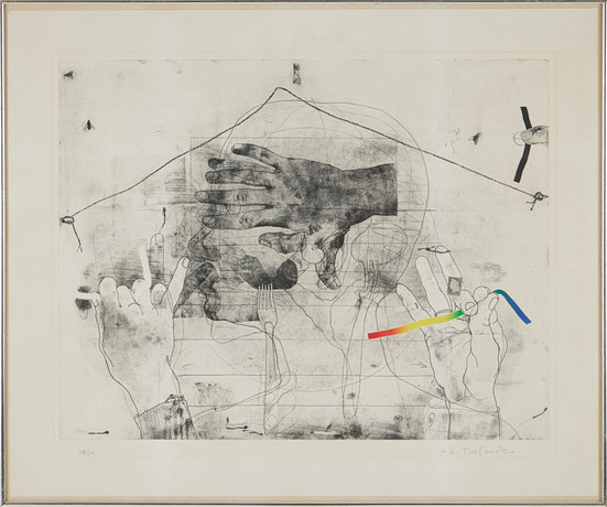 PÄR GUNNAR THELANDER (FÖDD 1936). “Potato and Hand”, etching and cut ...
