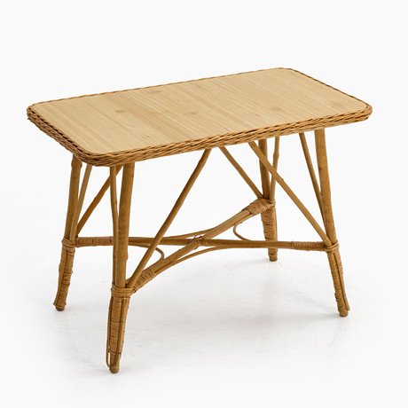 A coffee table, bamboo/rattan, slab with wood imitating laminate, 1960 ...