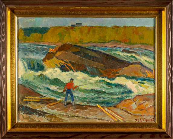CARL MAGNUS LINDQVIST. Öl auf Leinwand, „Norrforsen Ume älv“, signiert ...