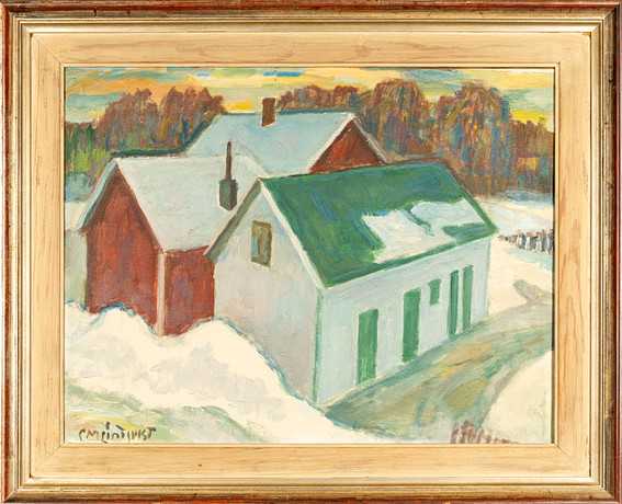 CARL MAGNUS LINDQVIST. Olja på duk, Byamotiv, Signerad. Konst - Måleri ...