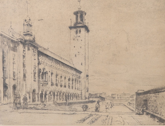 ANDERS HELLER. “City Hall”, etching, signed. Art - Engravings & Prints ...
