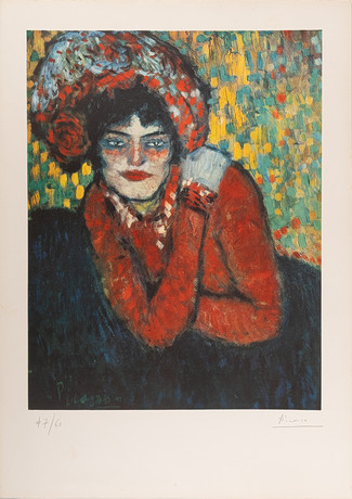 PABLO PICASSO. "L'Attente (Margot)", offsetlitografi i färger, från ...