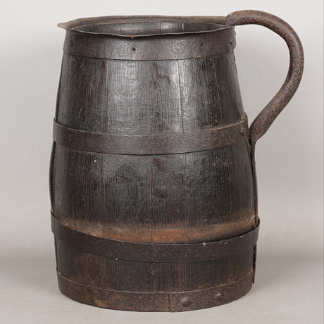 A 19TH CENTURY WROUGHT IRON BARREL SHAPED JUG. Collectables - Other ...