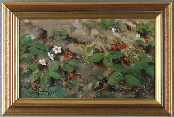 STIG JAKOBSSON. Smultron, oil on Board, signed and dated 84. Art ...