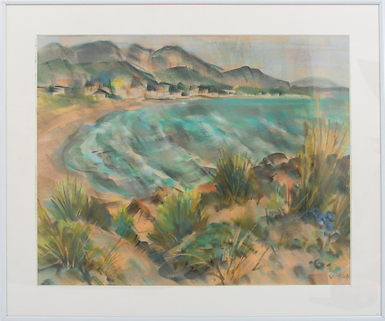 WERNER DIETZ. Alcoceber, pastel, framed behind glass, signed and dated ...