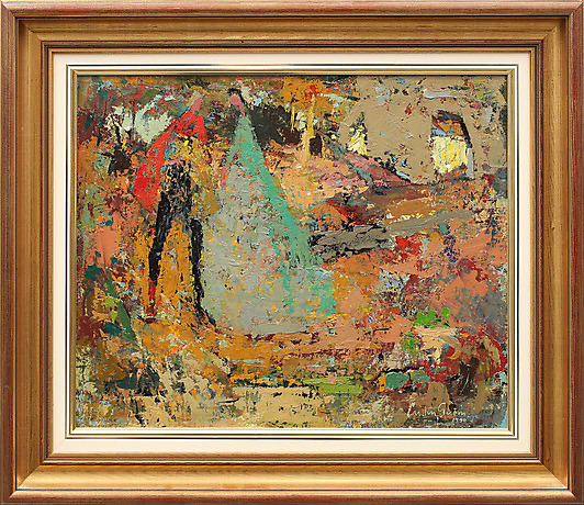 CARSTEN STRÖM. "In the fairytale garden", oil on Board, signed and ...