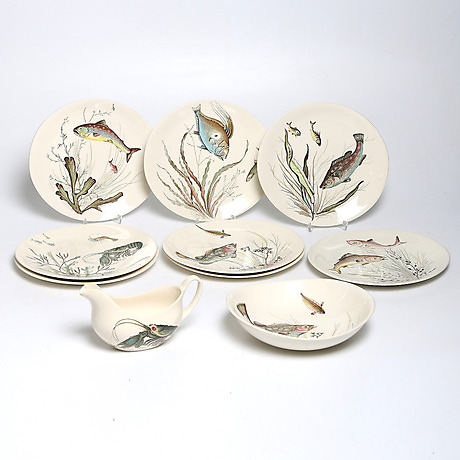 FISH SET, 10 pieces, "Fish" Johnson Bros, England, 1900s. Ceramics ...