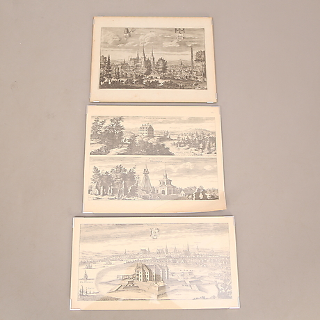 PAINTINGS, 3 pcs., etchings, after originals from 1703 & 1706 ...