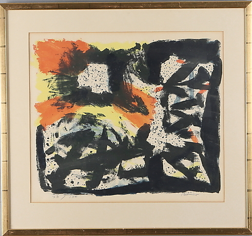 OLLE BONNIER. Composition, color lithography, dated -64 and numbered 33 ...