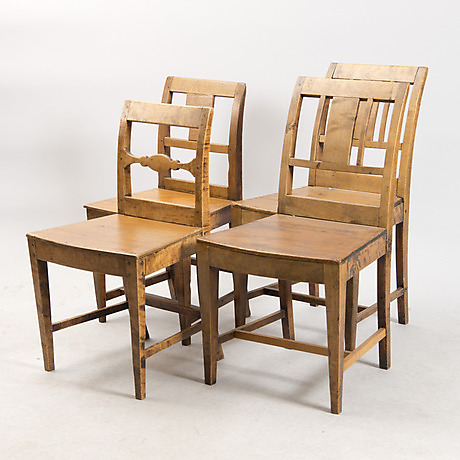 STOLAR, 4 stycken snarlika, olika träslag, 1800-tal. Möbler - Fåtöljer ...