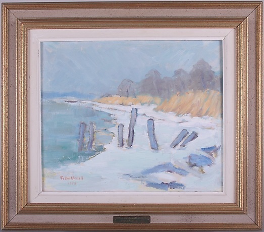 FOLKE HENELL. oil on Board, winter beach, signed and dated 1947. Art ...