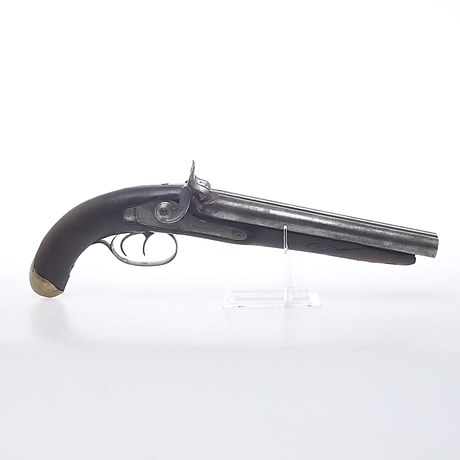 BLOCK PISTOL, double barrel, possibly France, 19th century. Weapons ...
