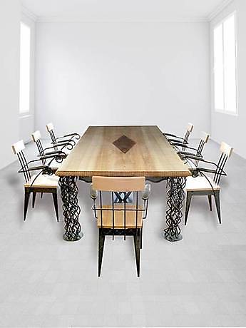 REINER HEBE. Table with 7 chairs. Furniture - Tables - Auctionet