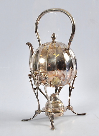 TEAPOT on stand with rechaud, nickel silver, CGHG, Stockholm. Silver ...
