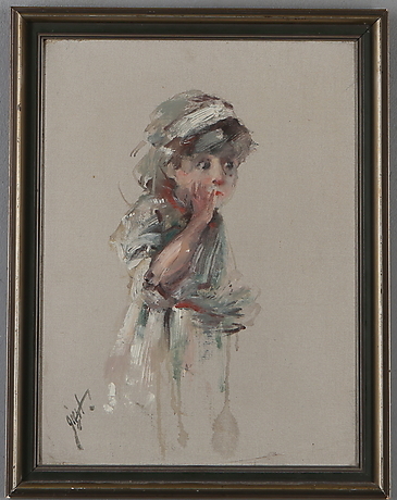 JUSTUS BERGMAN. Oil on canvas, mounted on Board, sketch depicting a ...