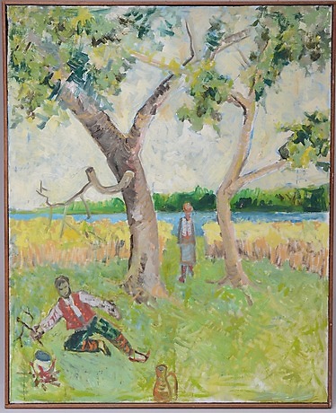 MICHAEL JANKOWITZ. OIDENTIFIERAD KONSTNÄR. Figurer i skogsdunge. Konst ...