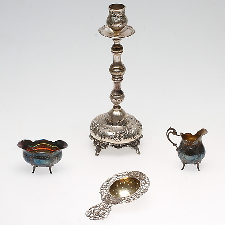 SILVER OBJECTS, 4 parts, weight approx. 510 grams. Silver & Metals ...