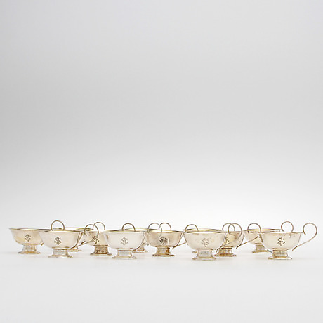 PUNCH MUGS, 12 pcs, silver with interior gilding, Stockholm 1950 ...