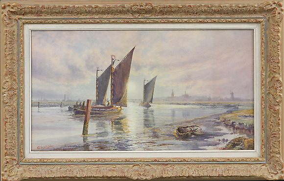 STEPHEN JOHN BATCHELDER. Coastal landscape, watercolor, signed. Art ...