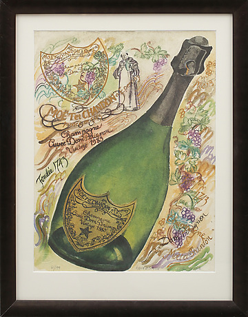 CATHARINA GÖTH. Dom Perignon, color lithograph, signed. Art ...