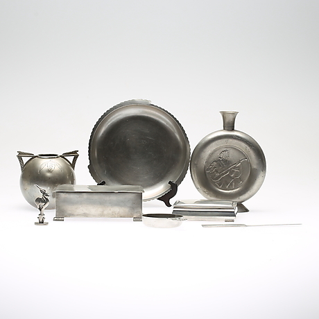 PEWTER OBJECTS, 8 pieces, art deco, 1920s/30s. Silver & Metals - Pewter ...