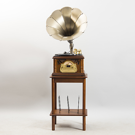 GRAMOPHONE AND TABLE, wood/metal, Retro Line. Miscellaneous - Modern ...