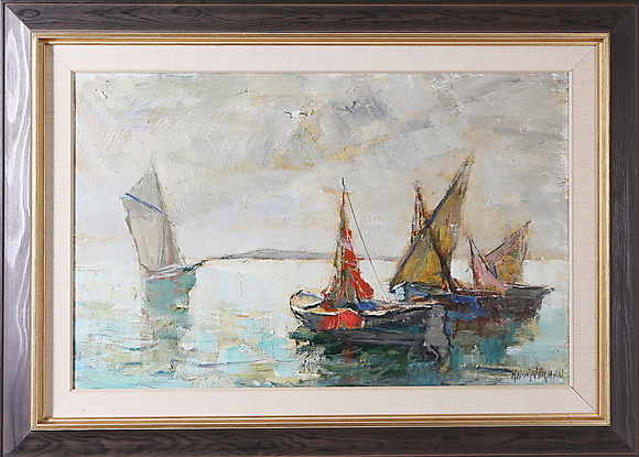 KNUT NORMAN. Ship motif, oil on canvas, signed. Art - Paintings - Auctionet