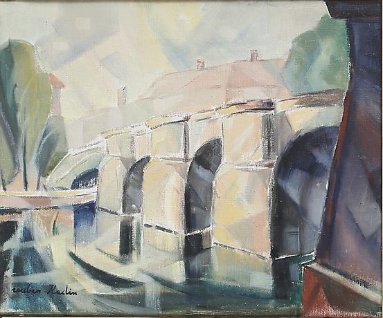 REUBEN HEDIN. "Bridge over La Seine River, Paris". Oil on canvas ...