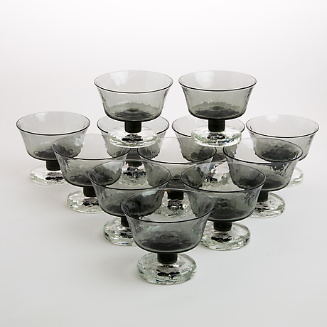 CUPGLAS, 12 piezas, vidrio color humo. Vidrio y cristal - Otros - Auctionet