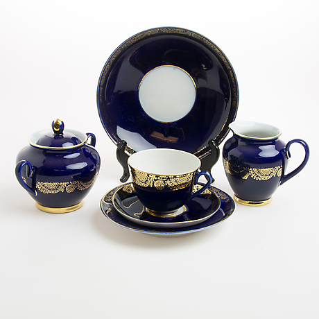 TEA SET PARTS, 17 pieces, porcelain, "Blue Frieze", Lomonosov. Ceramics ...