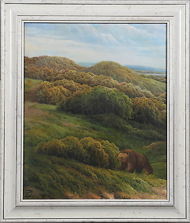 TYRONE JÖRLEFJORD. Motif with Björn, oil on canvas, monogram signed ...