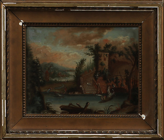 LARS HENNING BOMAN (1720-1790). Ruinenlandschaft. Öl auf Platte ...