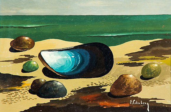 ERIC CEDERBERG. Shells on the beach, tempera, signed E. Cederberg. Art ...