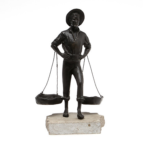 JAIME PIMENTEL. Sculpture "El Cenachero", dark patinated bronze. Signed ...