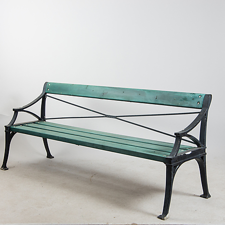 GARDEN SOFA, "Lessebo", Byarum, green painted slats/black painted base ...