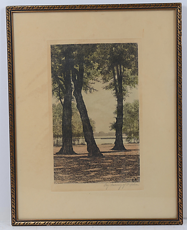 PETER HOLM (1889-1966). Park, original color etching 1919 Denmark. Art ...