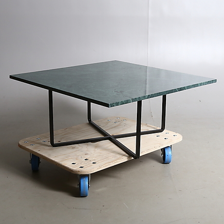 COFFEE TABLE, powder coated stainless steel with marble top, "Ninety ...