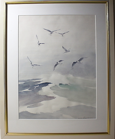 HENRY FREDRIKSSON. watercolour, seabirds, signed. Art - Paintings ...